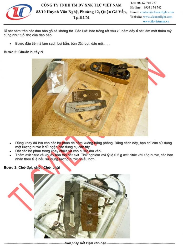 Quy Trình Tẩy Rỉ Sét đơn Giản Với Acid Citric - TLC VIET NAM